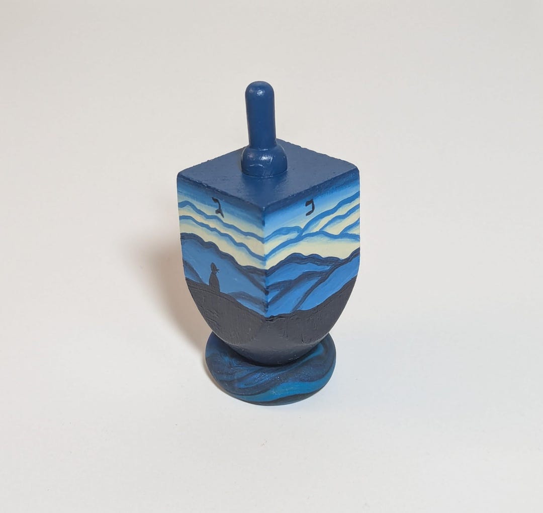 Hand-painted Mountain Nature Dreidel With Stand: Hanukkah Gift - Etsy