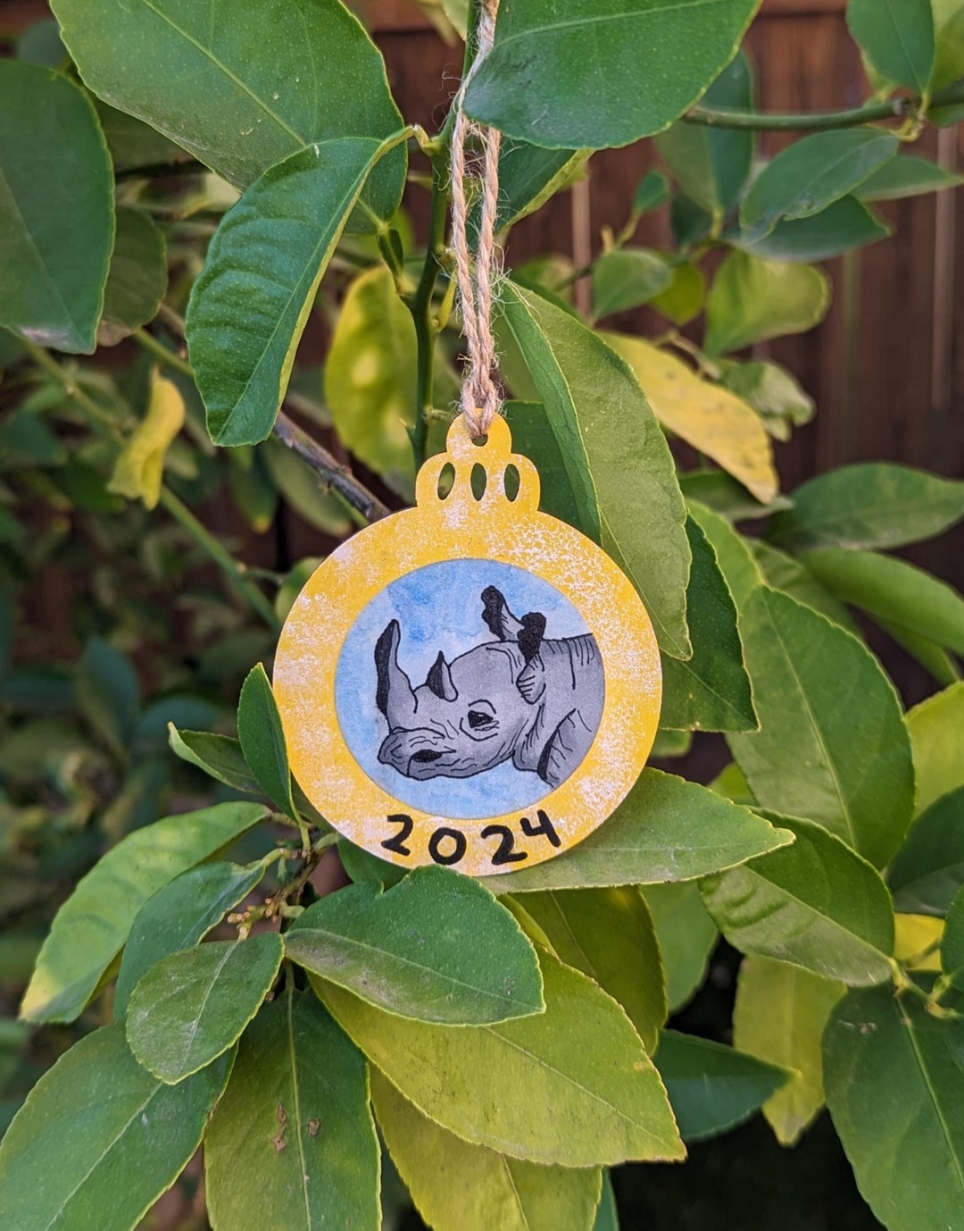 Rhinoceros Ornament - Rhino Ornament - Zoo Animal Ornament - Hand ...