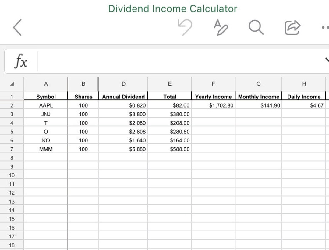 Dividend Income Calculator - Etsy