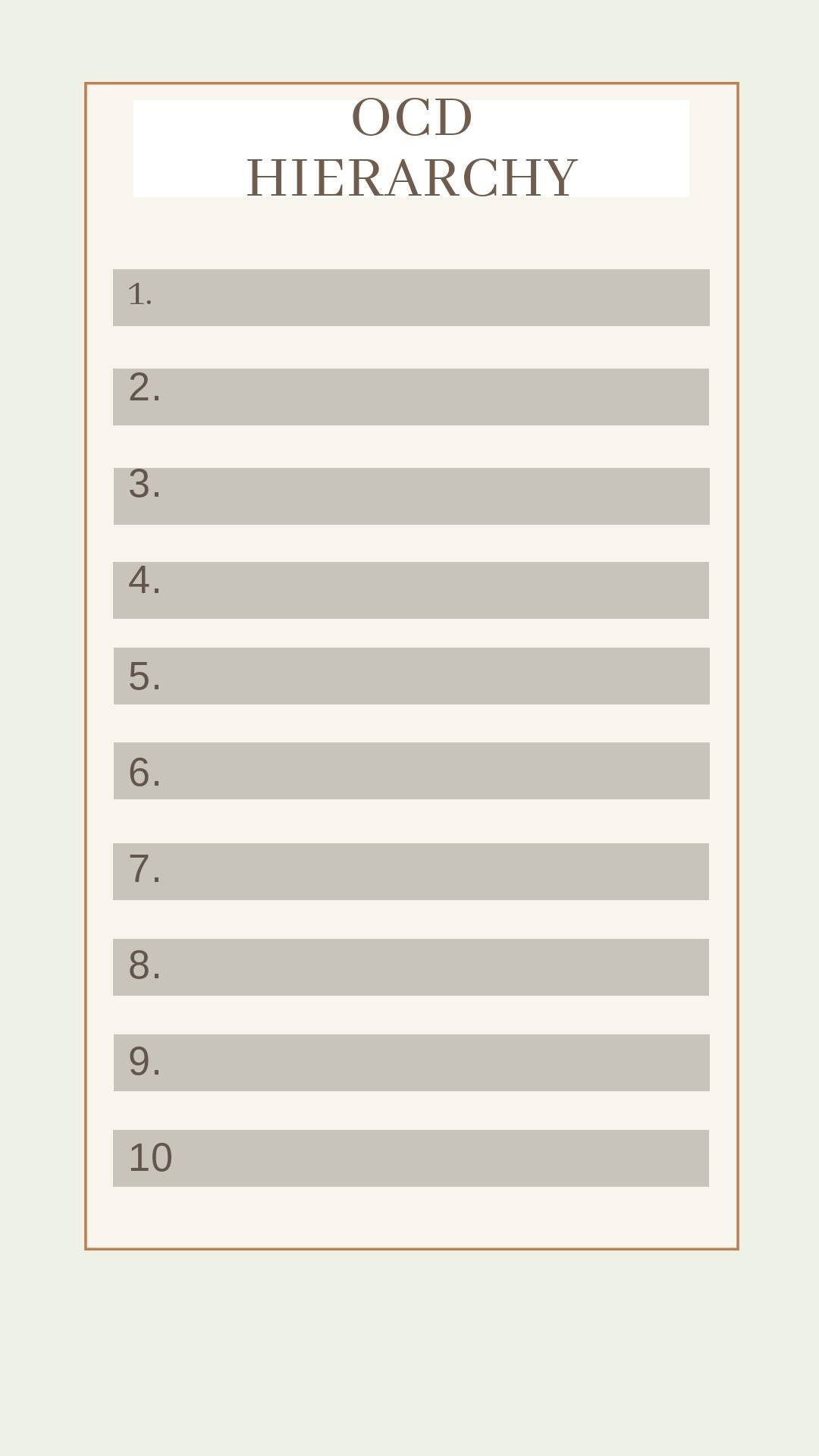 OCD Hierarchy Outline, Scale, Anxiety Scale, Printout, Printable - Etsy
