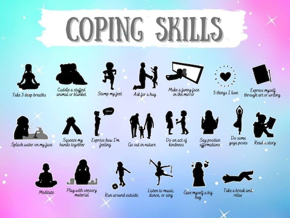 Coping Skills Poster Download Mindfulness Affirmations Kids | Etsy