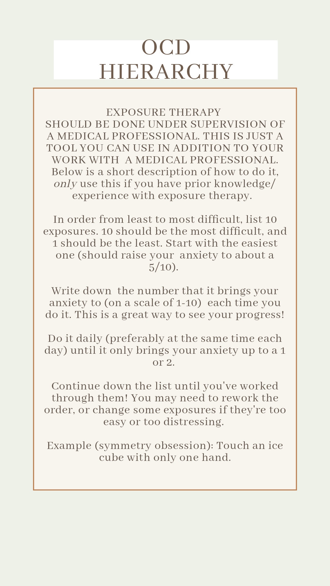OCD Hierarchy Outline, Scale, Anxiety Scale, Printout, Printable - Etsy