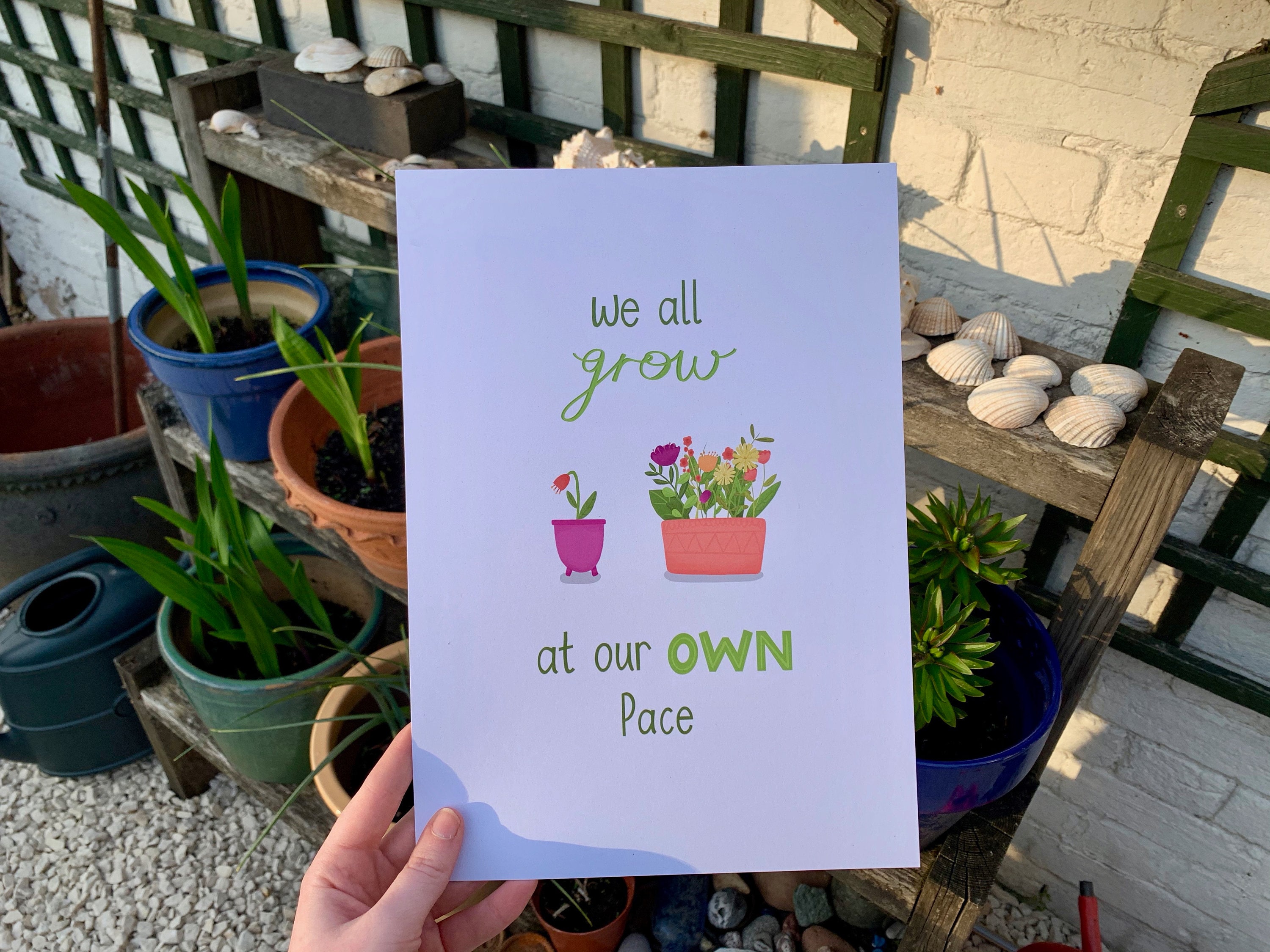 We All Grow at Our Own Pace A4 Illustration Print Inspirational Quote ...