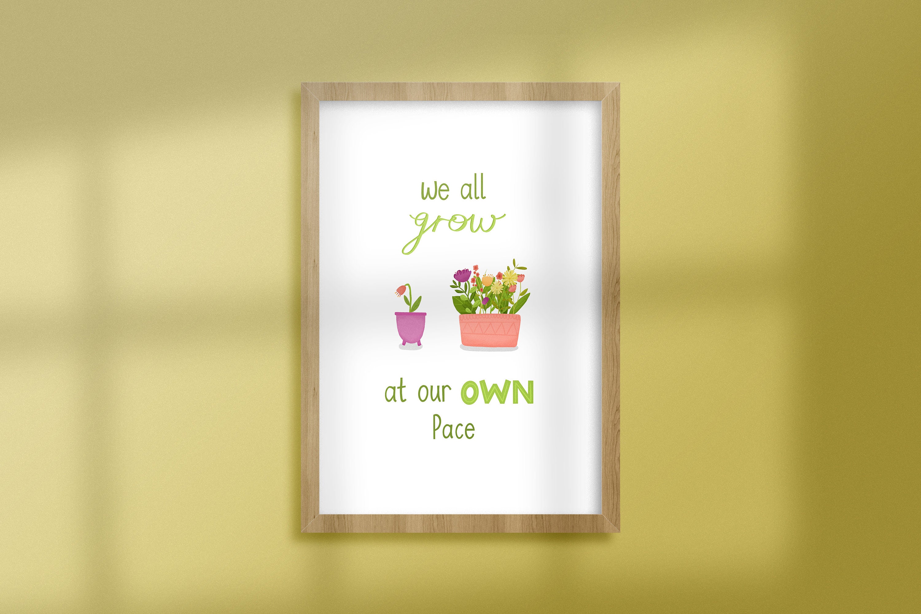 We All Grow at Our Own Pace A4 Illustration Print Inspirational Quote ...