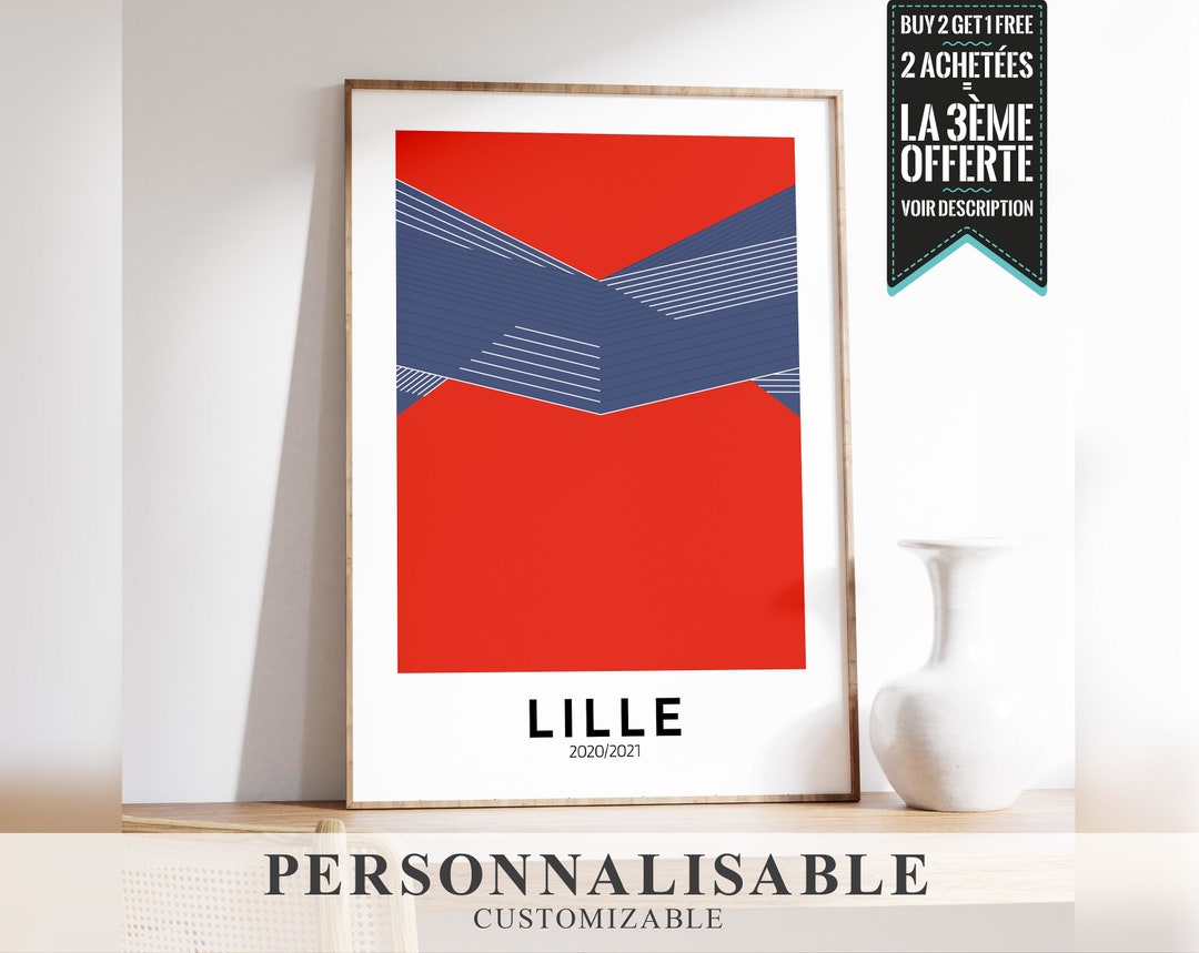 Póster LILLE Campeones de Francia Camisetas minimalistas - Etsy España