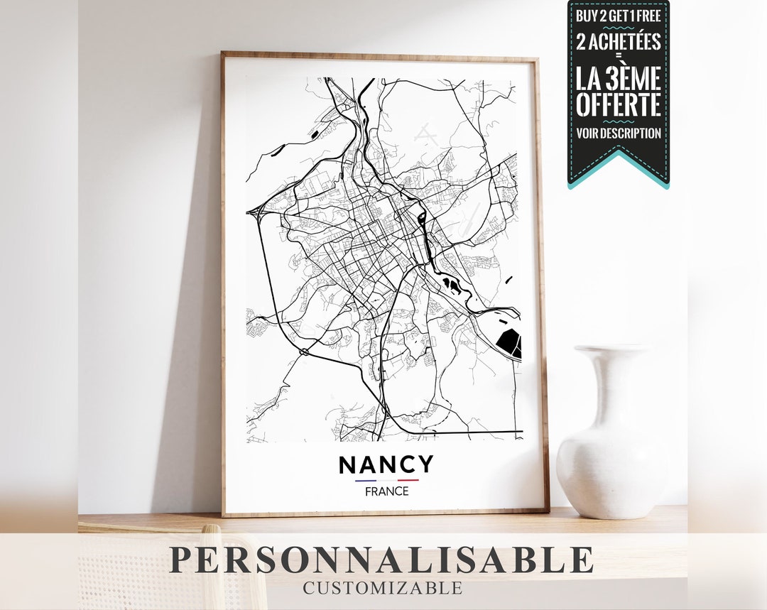 Poster Stadtplan von NANCY Möglichkeit zur Personalisierung mit der ...