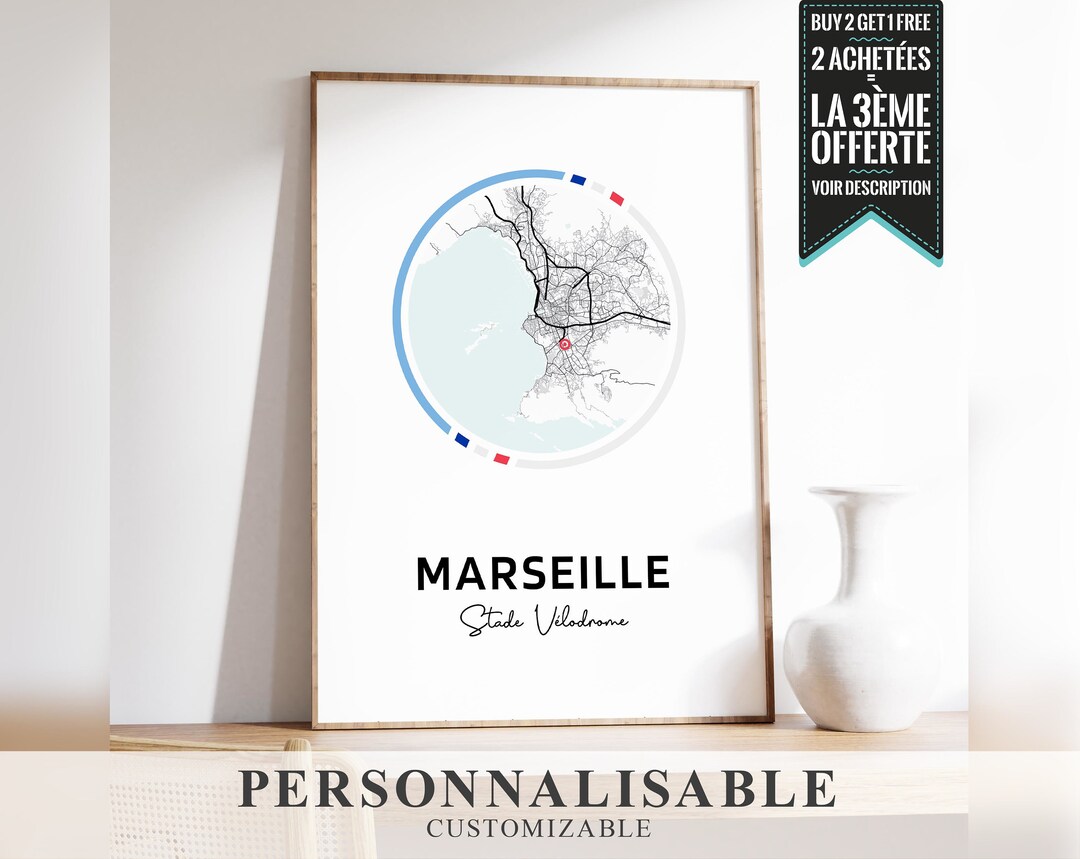 Poster Stadium Map Stade Vélodrome MARSEILLE - Etsy UK