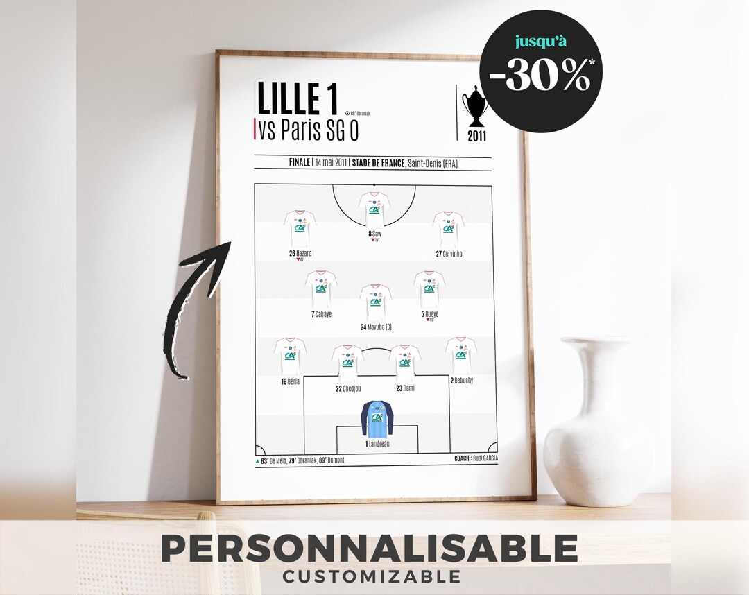 Match Sheet Poster for the 2011 French Cup Final - Lille's Victory ...