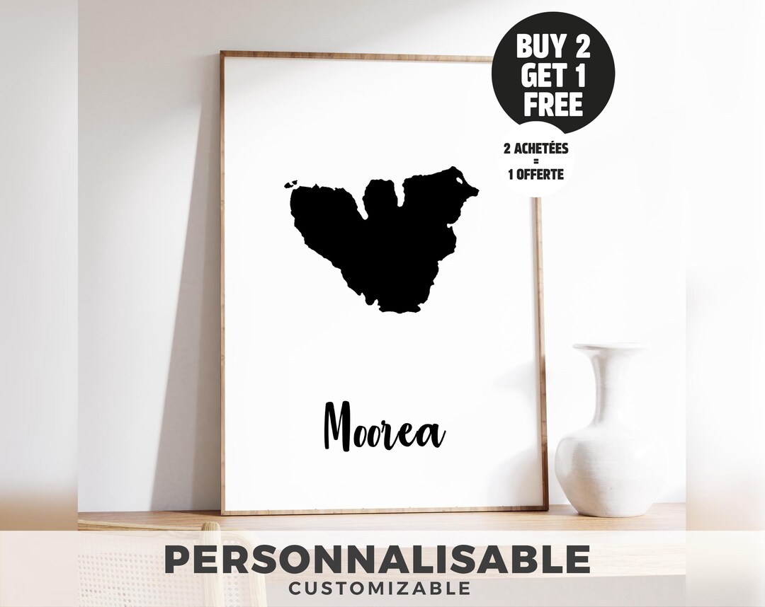 Poster Map of Moorea Polynesia - Etsy UK