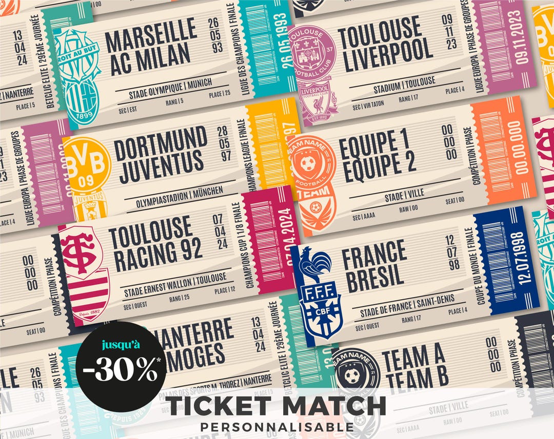Customizable Match Ticket - Sporting Event Souvenir or Original Gift ...