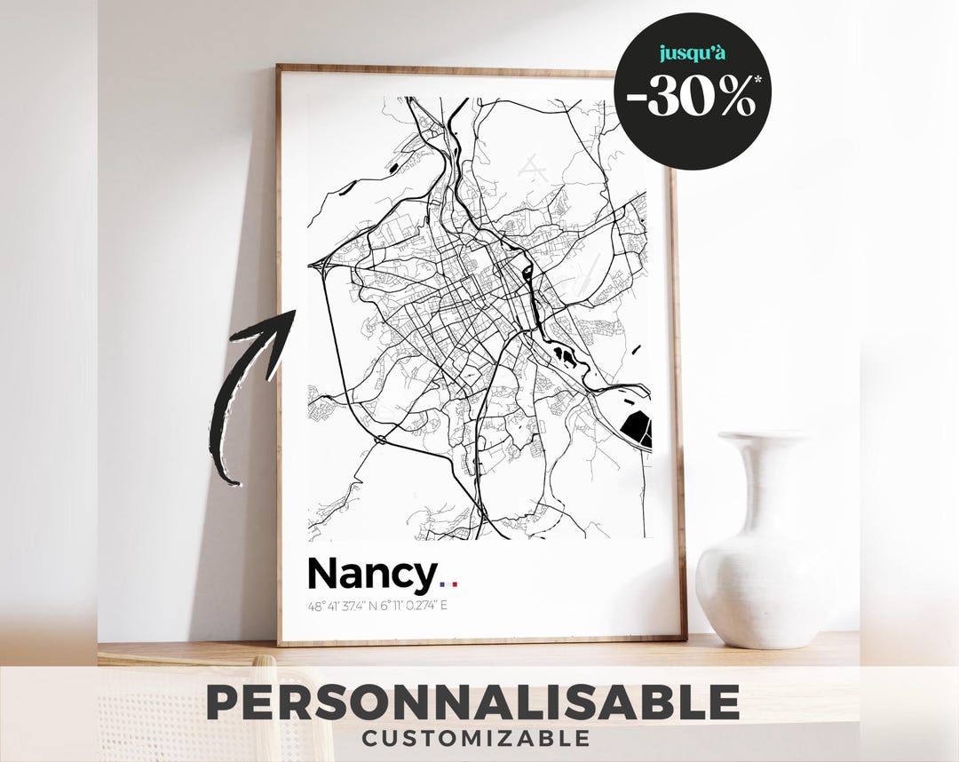 Nancy Map Poster – Minimalist Map Illustration – Decorative Poster of ...