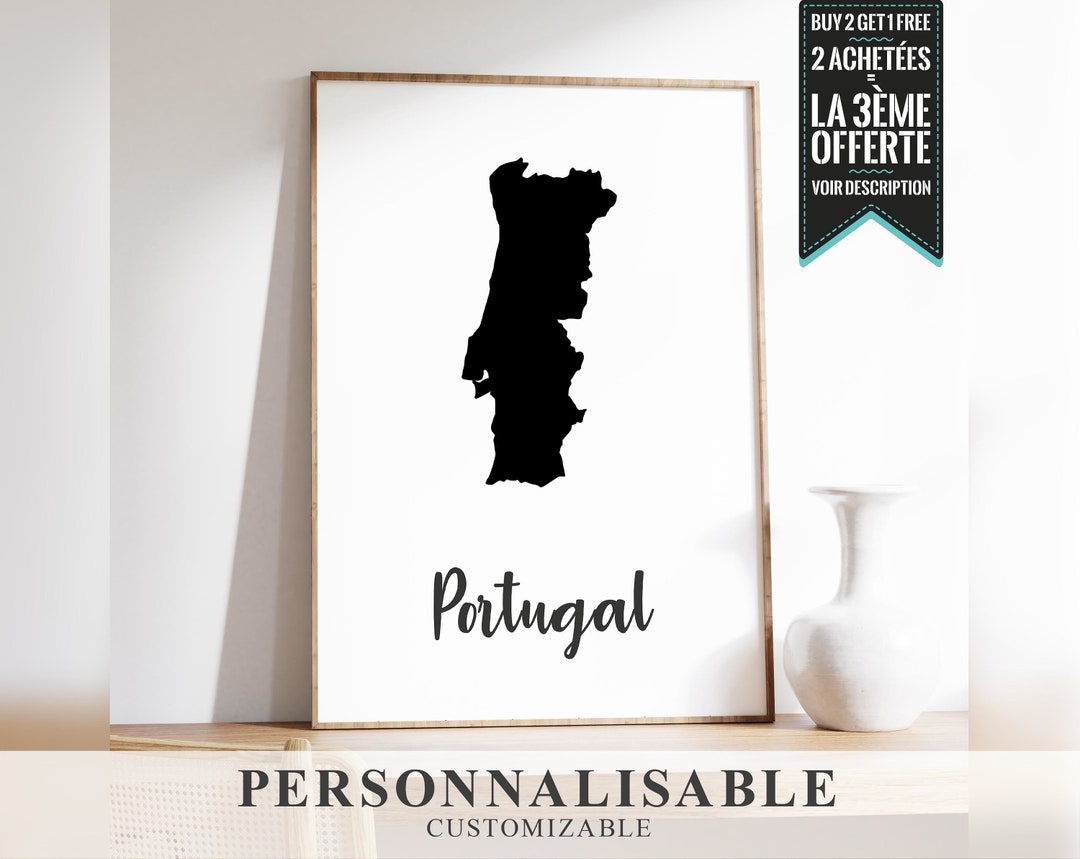 Poster Map of Portugal - Etsy