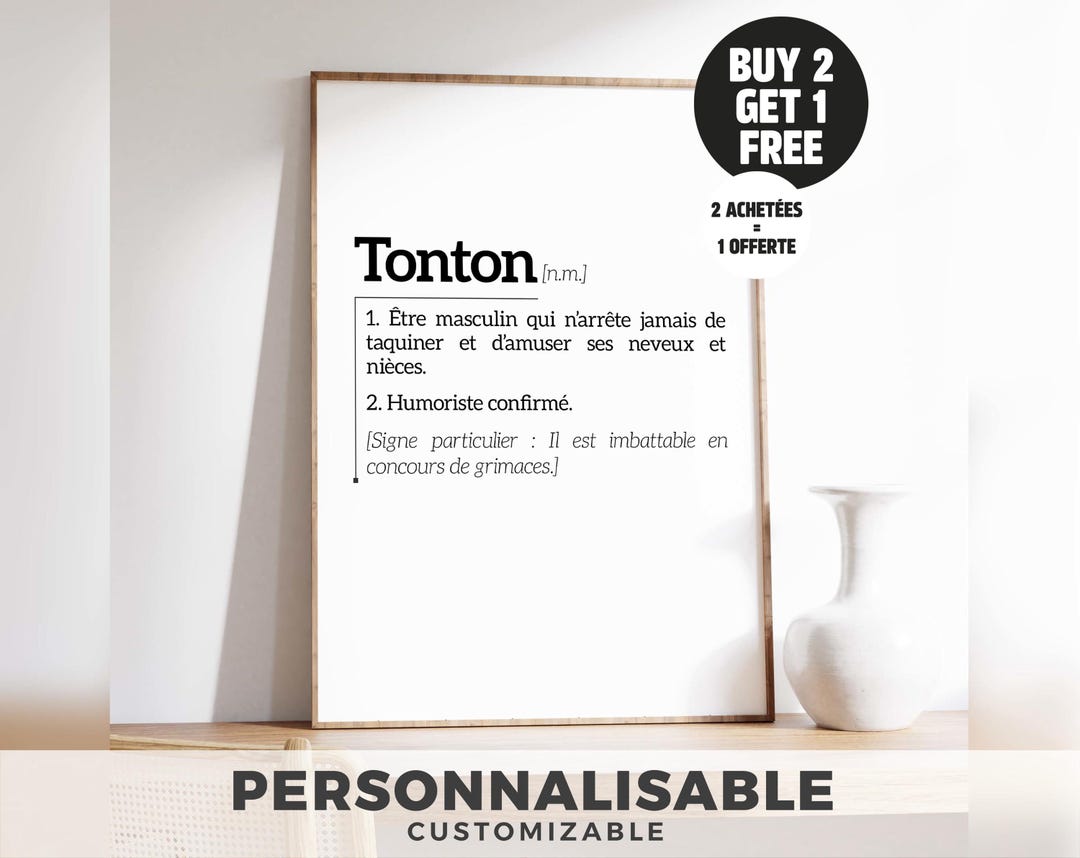 Affiche Définition TONTON Possibilité de la personnaliser - Etsy France