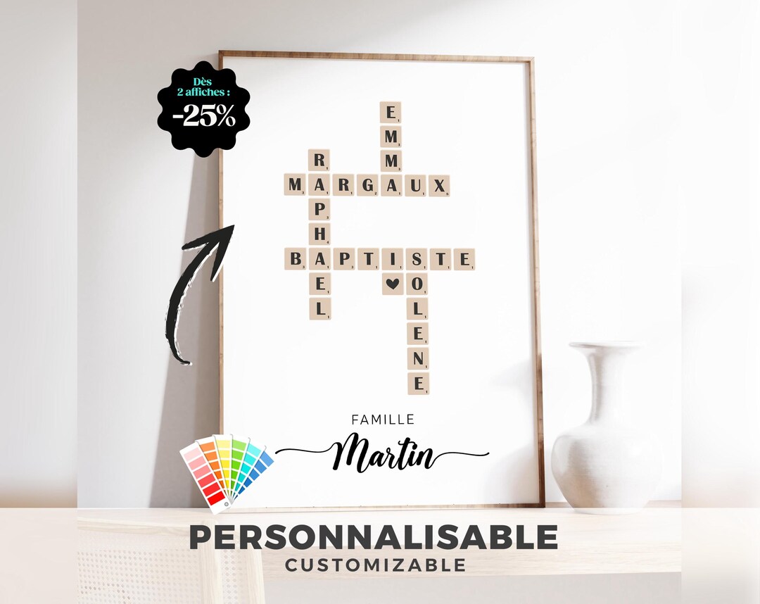Scrabble Poster to Personalize With the Names or Words of Your Choice ...