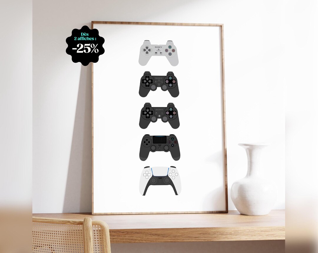 Playstation Controller Poster From PS1 to PS5, Retro Gaming Room Decor ...