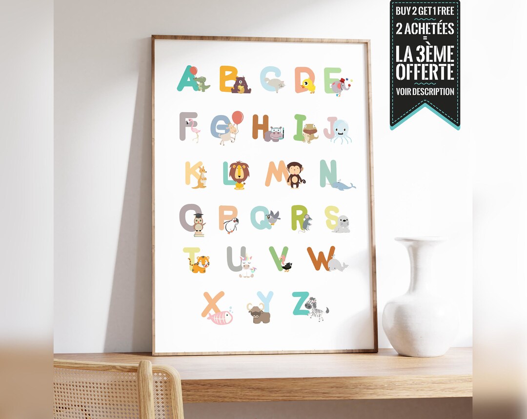 Poster Alphabet Abecedary Animals - Etsy