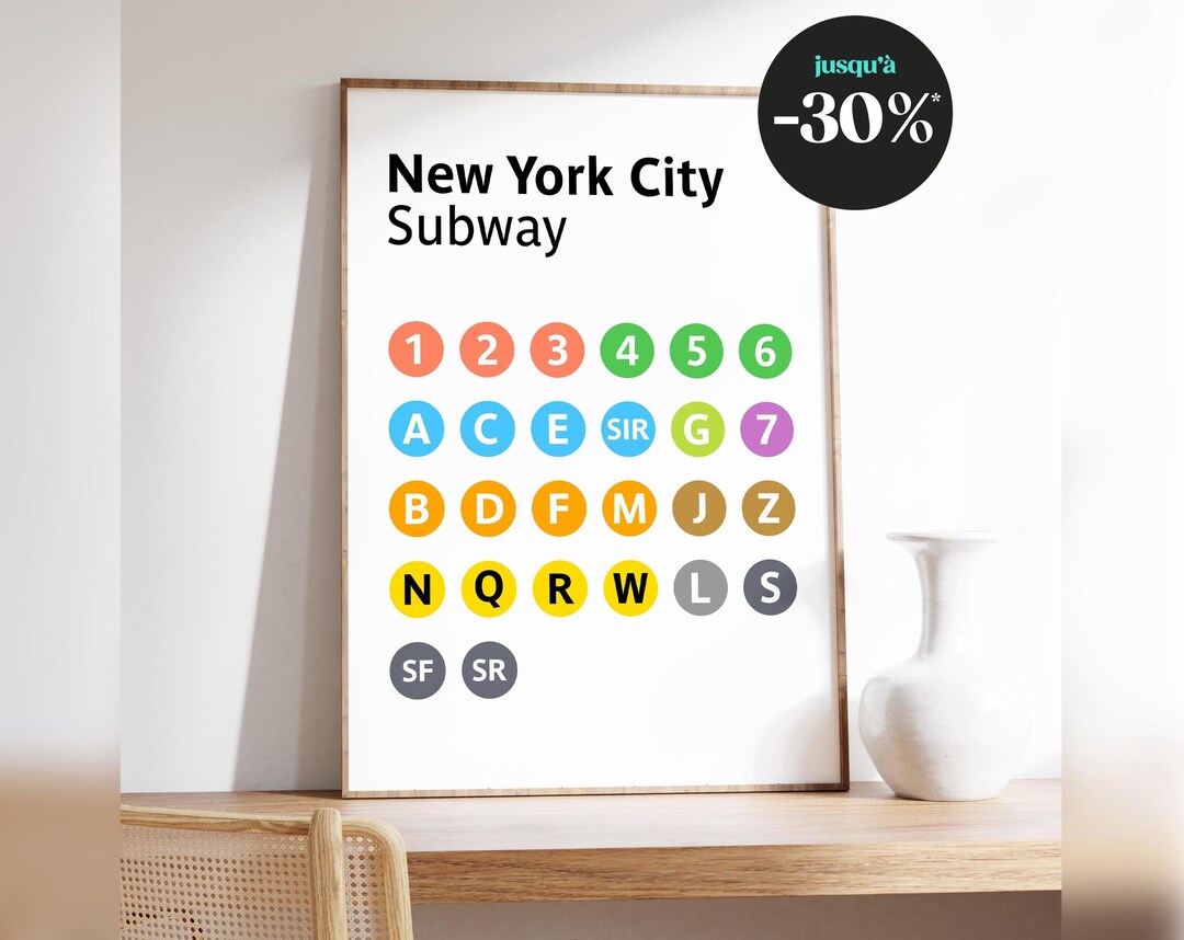 New York Subway Numbers & Lines Poster Minimalist and Modern Design ...