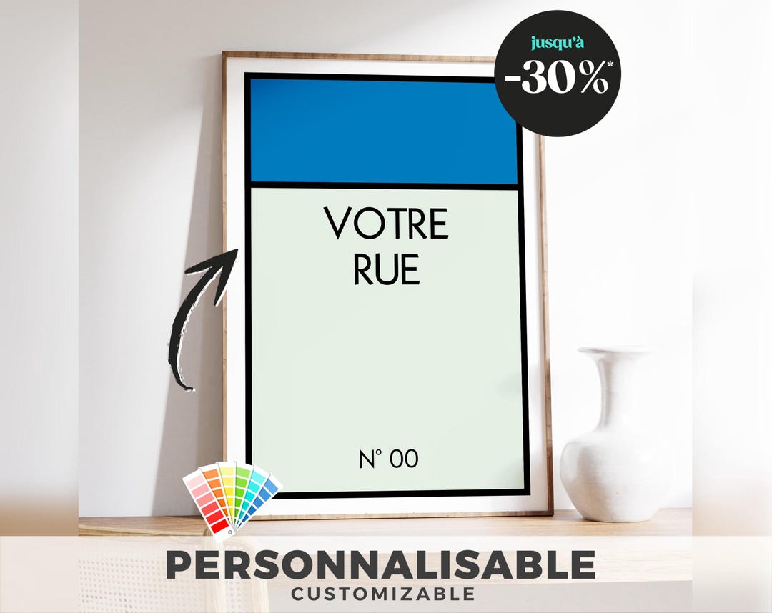 Monopoly Poster to Personalize With the Address and Color of Your ...