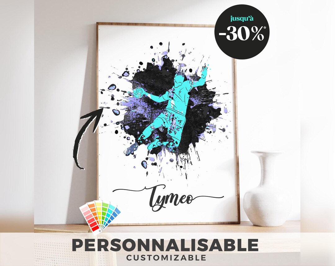HANDBALL Poster (boy) to CUSTOMIZE / Modern Sports Illustration, Wall ...