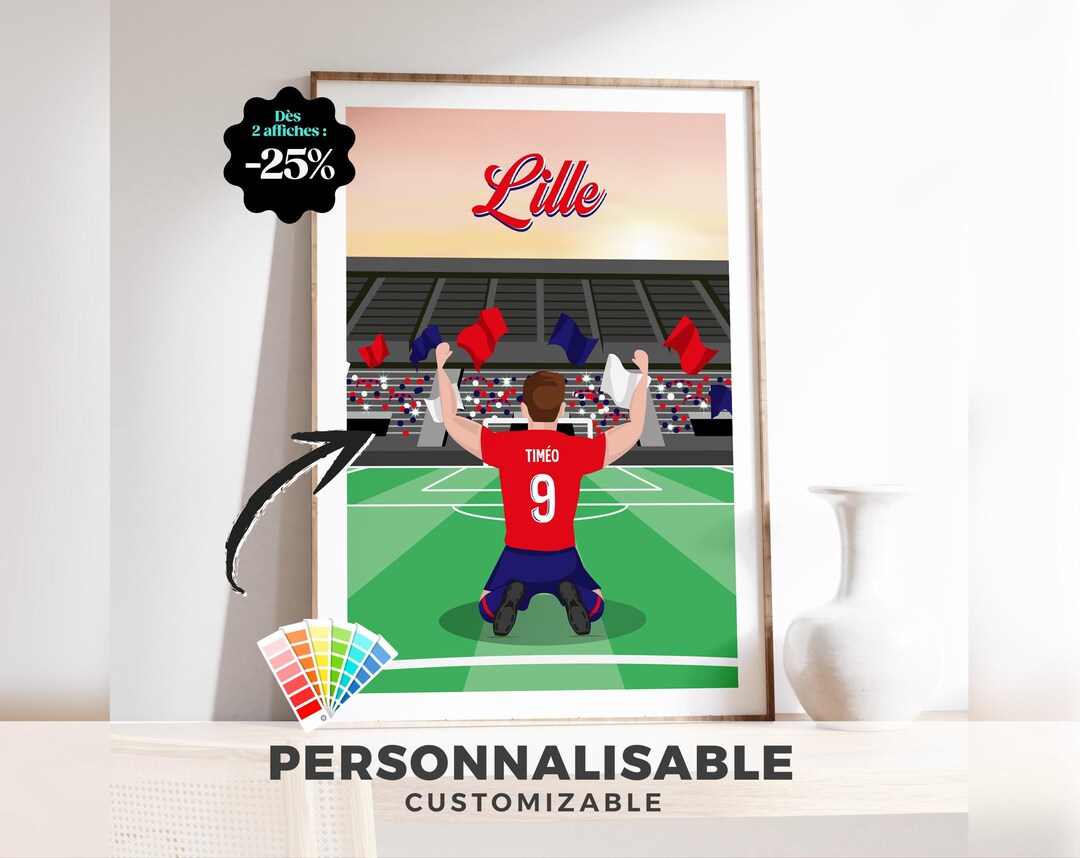 Customizable Lille Poster: Football With Name and Number of Your Choice ...