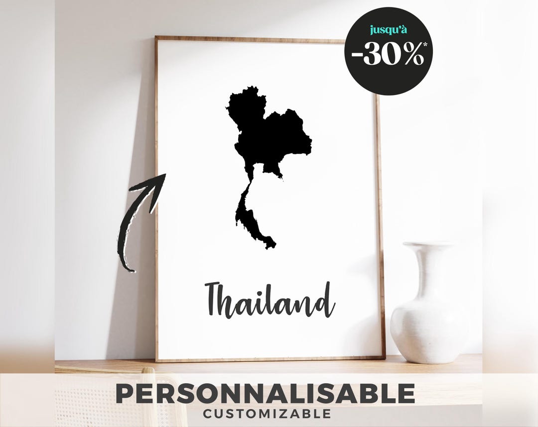 Thailand Map Poster – Minimalist Illustration – Asian Country Poster ...