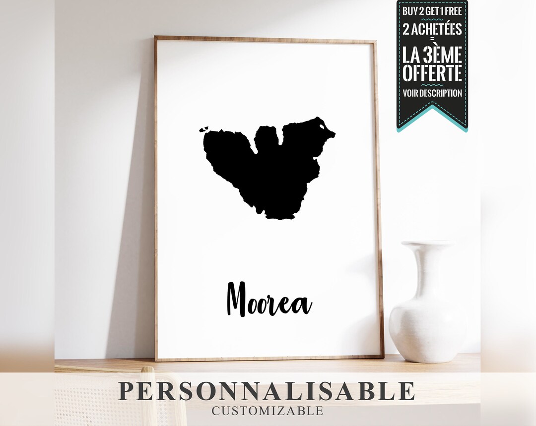 Poster Map of Moorea Polynesia - Etsy