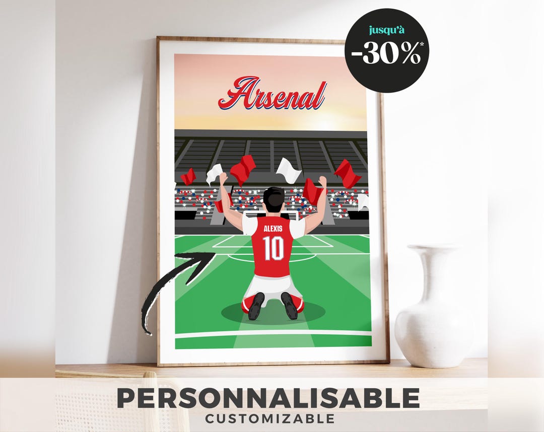 ARSENAL Poster to PERSONALIZE: Football With First Name and Number of ...