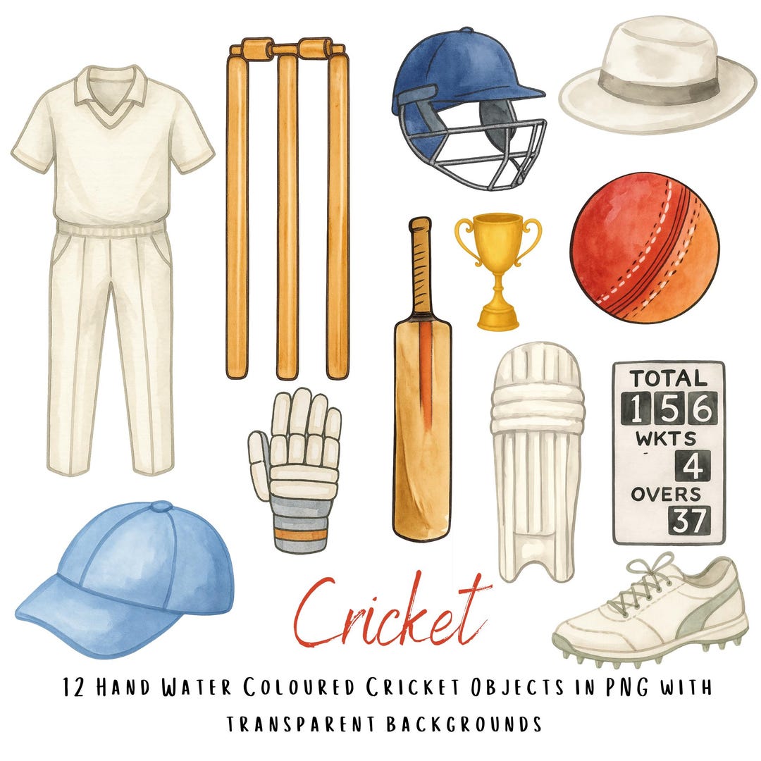 Cricket Clipart Set – 12 Hand-drawn Watercolor Pngs With Transparent ...