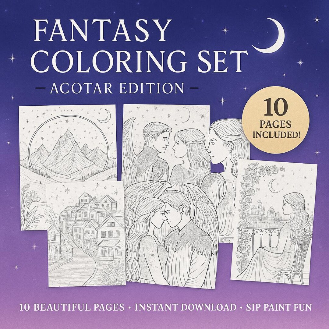 ACOTAR Colouring Pages – Fantasy Sip & Paint Set | Instant Download ...