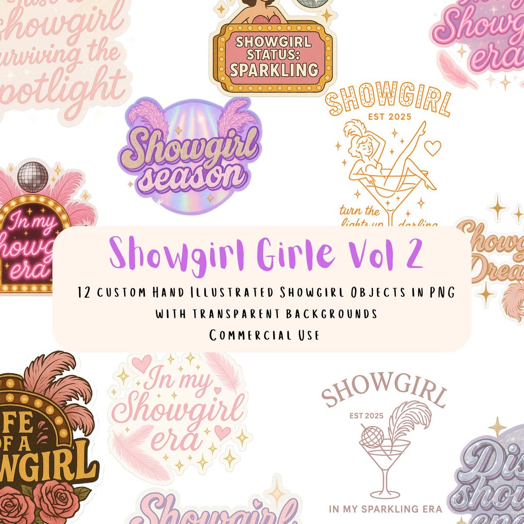 Showgirl Era Clipart Bundle Vol. 2 | Retro Showgirl PNG Pack | Sparkly ...