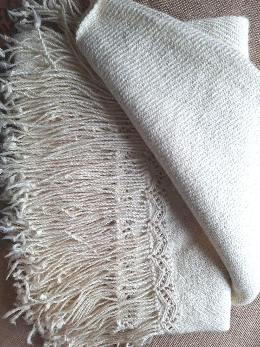 Large Vintage White Soft Wool Hand Made Shawl - Etsy
