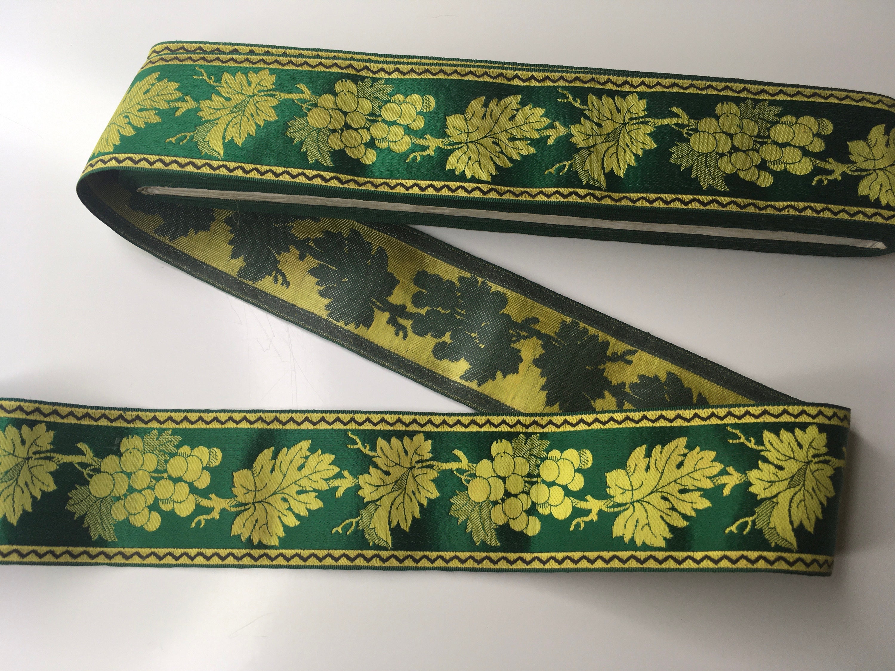 Antique Victorian Style Silk Cotton Gold Green Yellow Jacquard | Etsy
