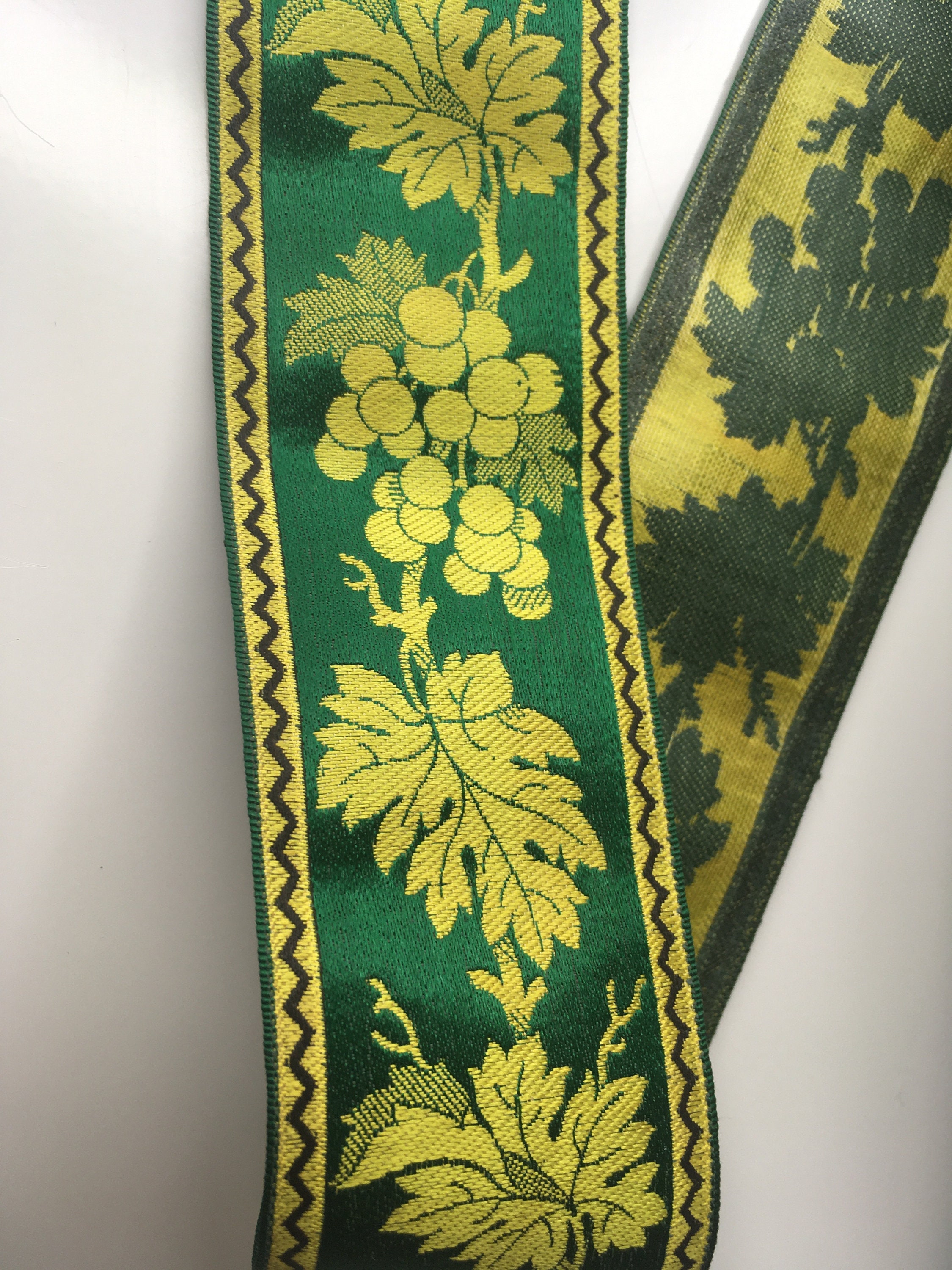 Antique Victorian Style Silk Cotton Gold Green Yellow Jacquard | Etsy