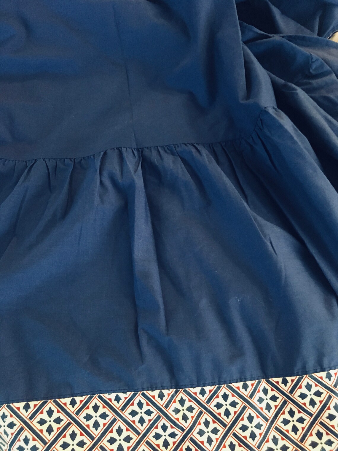 Dark Navy Blue Bed Valance Sheet With Laura Ashley Fabrick | Etsy