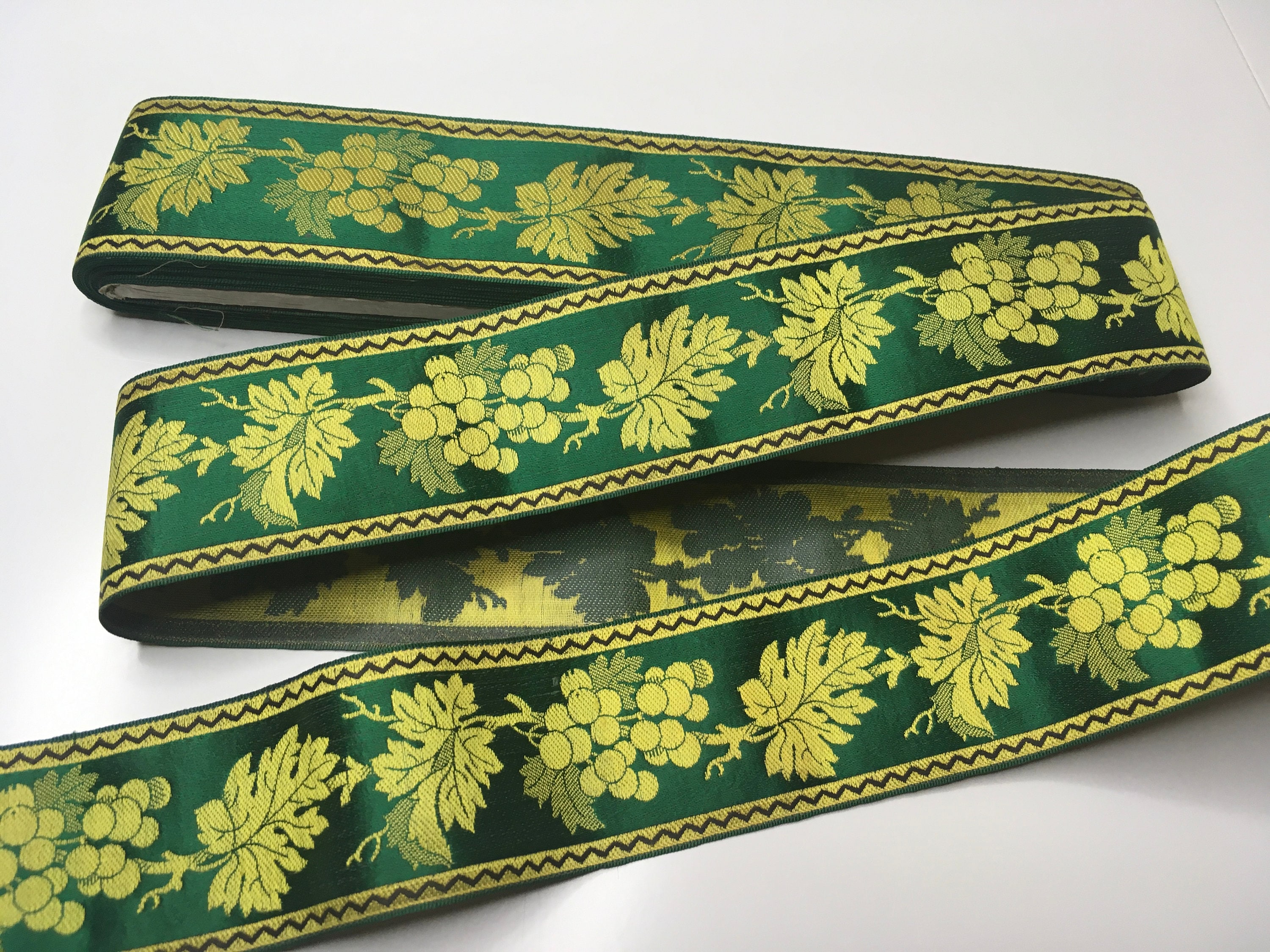 Antique Victorian Style Silk Cotton Gold Green Yellow Jacquard | Etsy