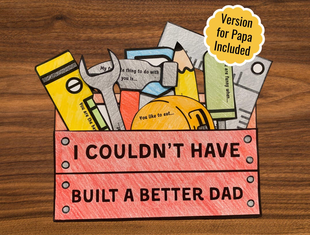 Father's Day Tool Box Craft, All About Dad Fill in the Blank Card ...