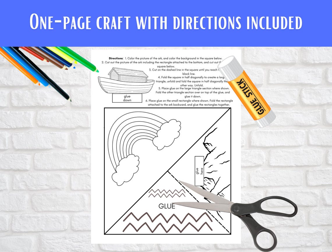 Noah's Ark Craft, Printable Sunday School Bible Activity, Church Craft ...