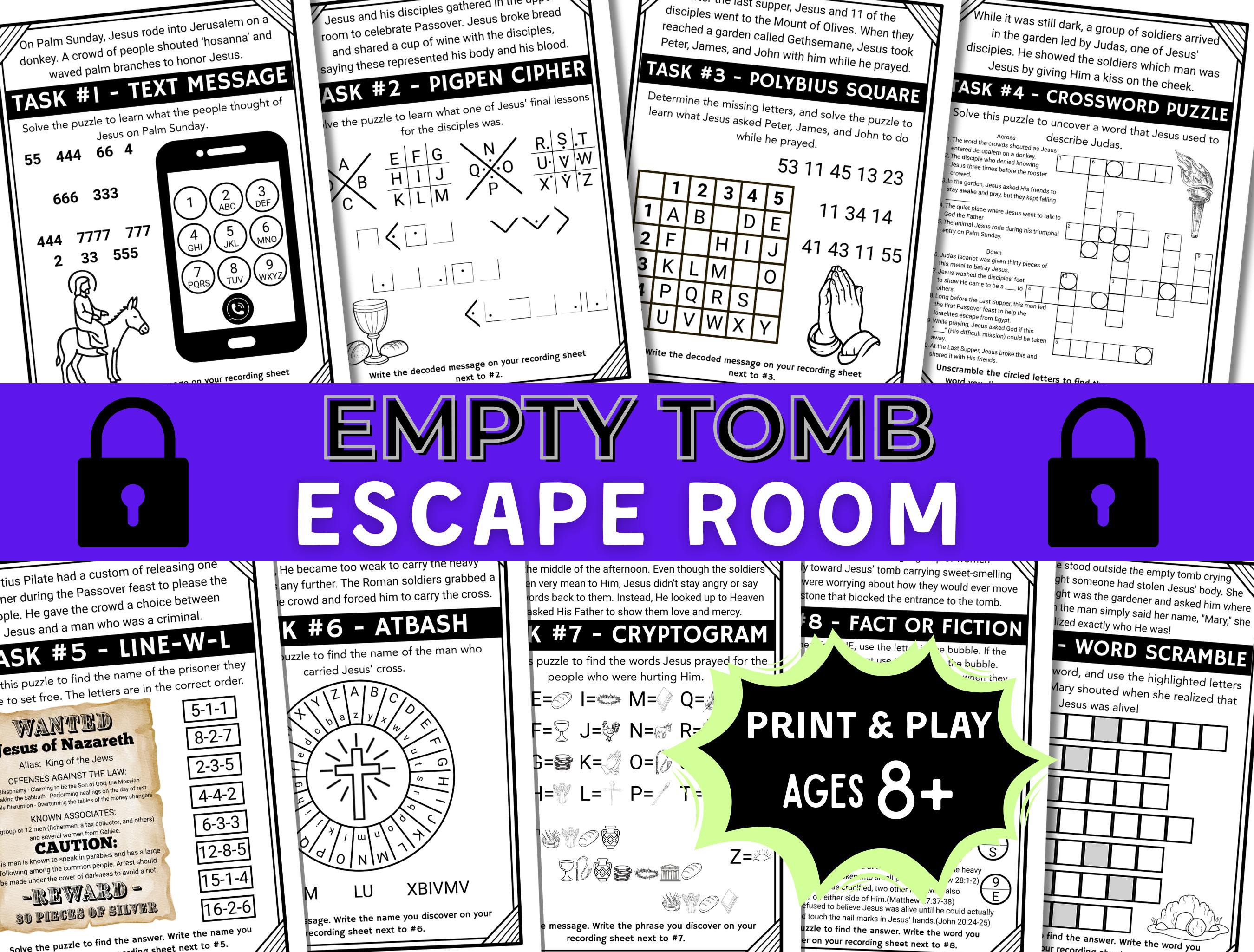 Easter Escape Room for Kids, Bible Resurrection Printable Party Game ...