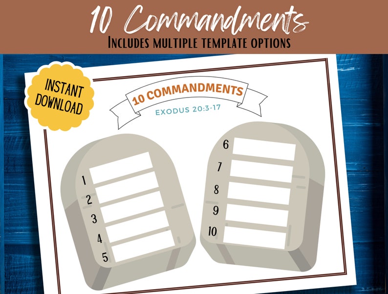 10 Commandments Christian Preschool Activity, Sunday School Kids Bible ...