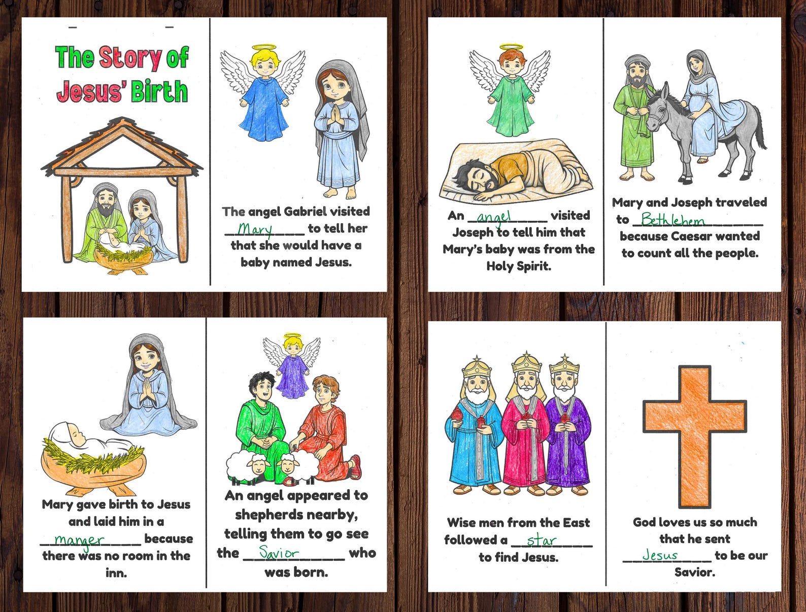Christmas Nativity Story Birth of Jesus Coloring Book Craft, Advent ...