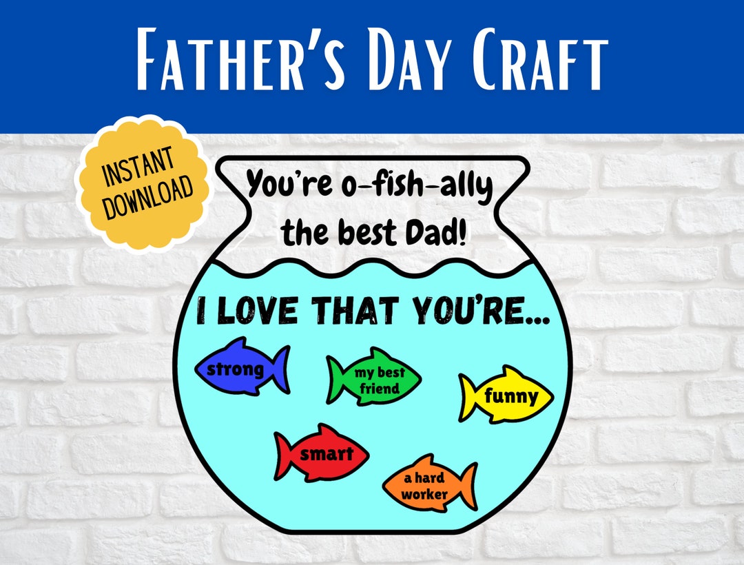 Father's Day Printable Fish Craft, Preschool Father's Day Craft, Best ...