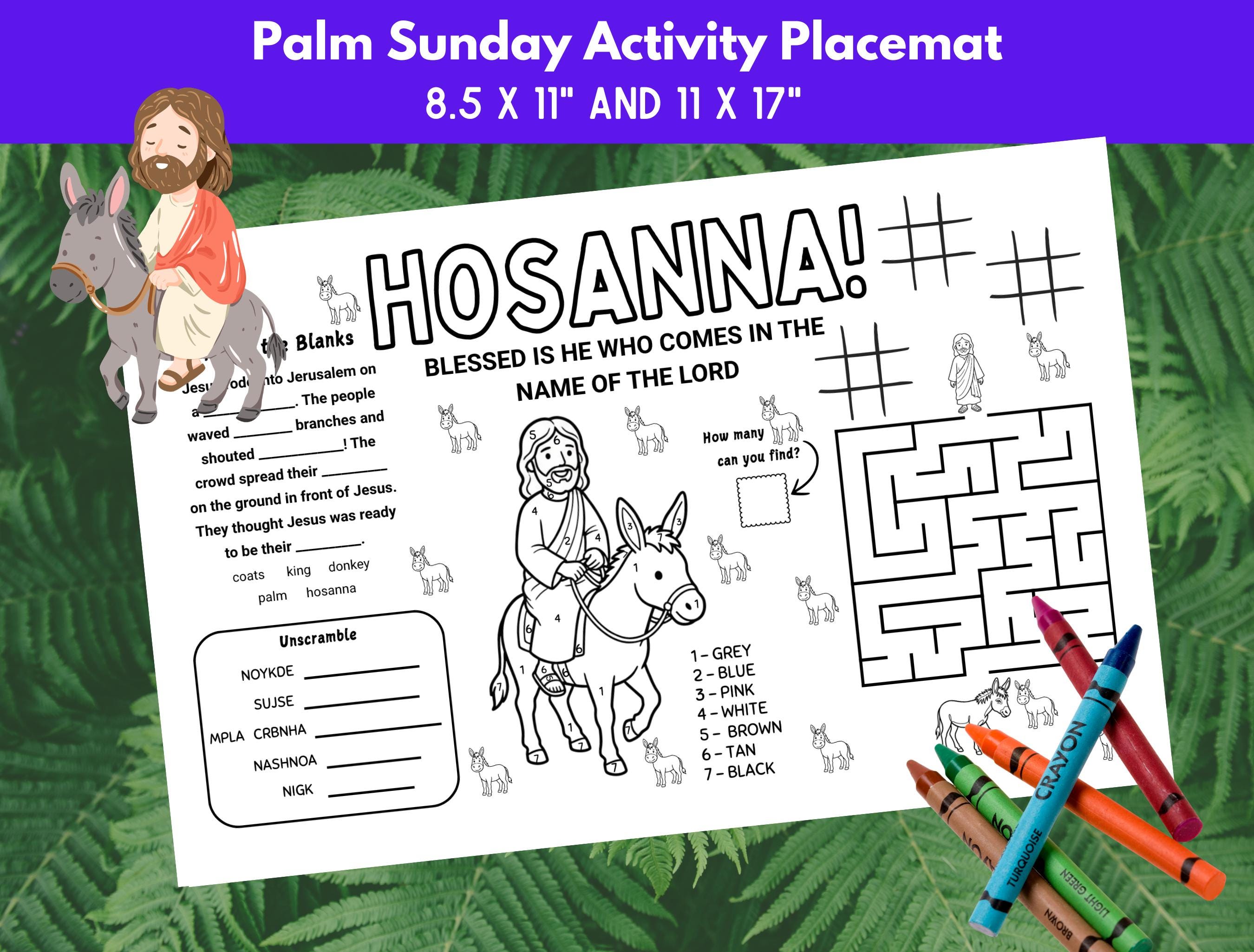 Palm Sunday Activity Placemat for Kids, Christian Holy Week Printable ...