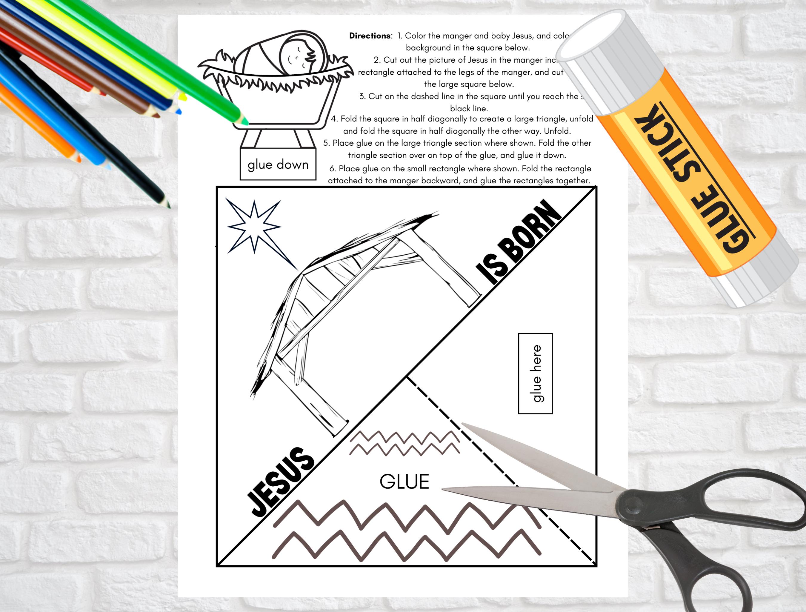Nativity Scene Craft 3D Decoration, Printable Birth of Jesus Christmas ...