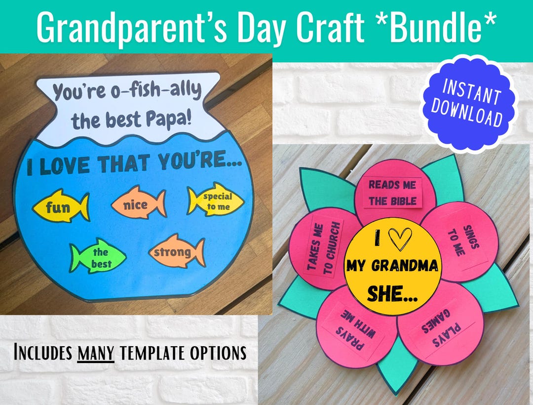 Printable Grandparent's Day Craft Bundle, Grandparents Day Activity ...