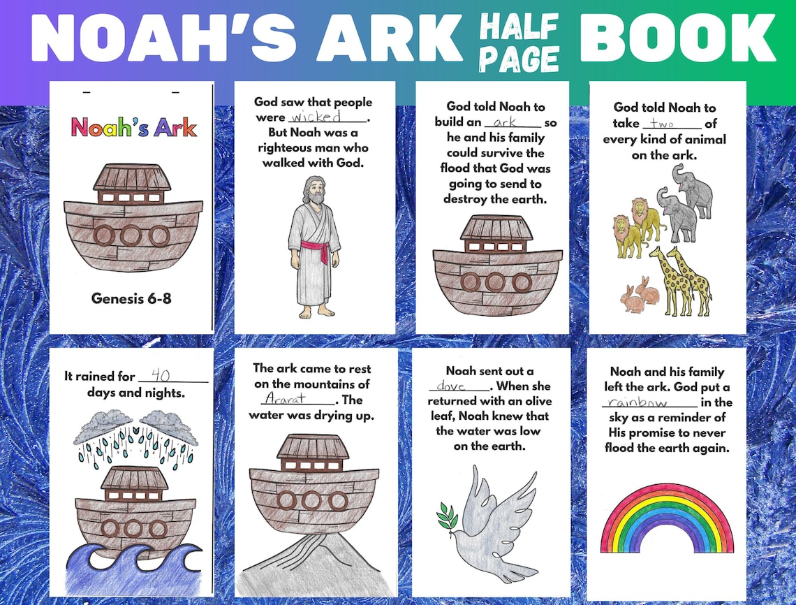 Noah's Ark Printable, Sunday School Lesson, Kids Bible Study Craft ...
