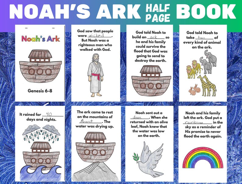 Noah's Ark Printable, Sunday School Lesson, Kids Bible Study Craft ...