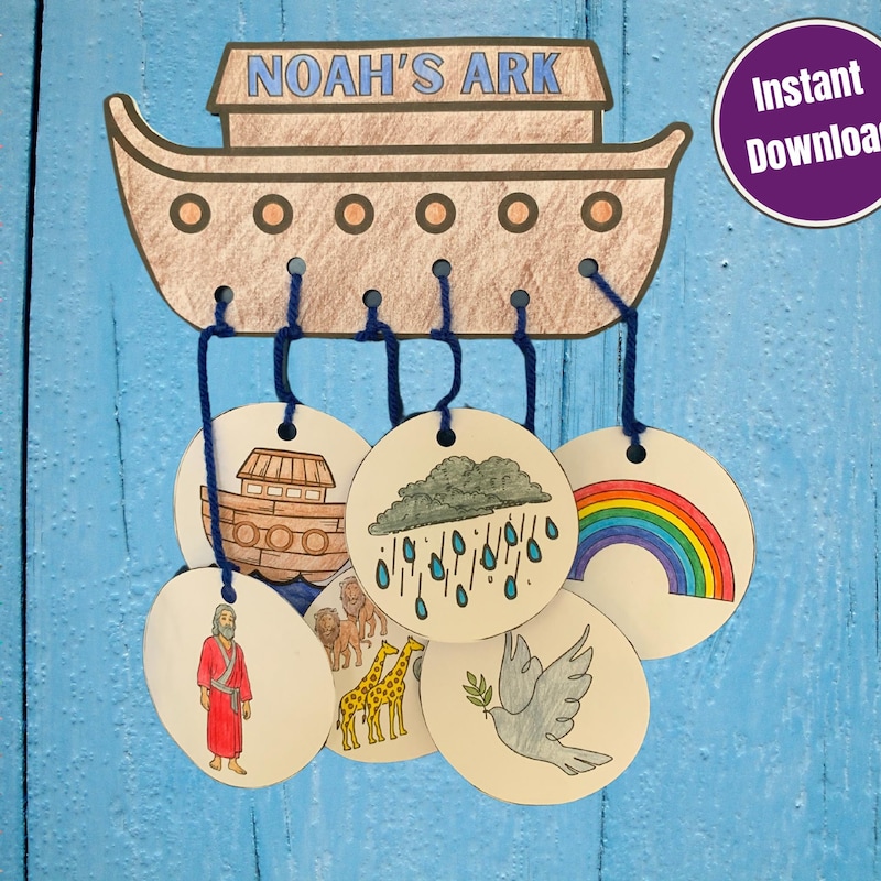 Noah and the Ark Coloring - Etsy