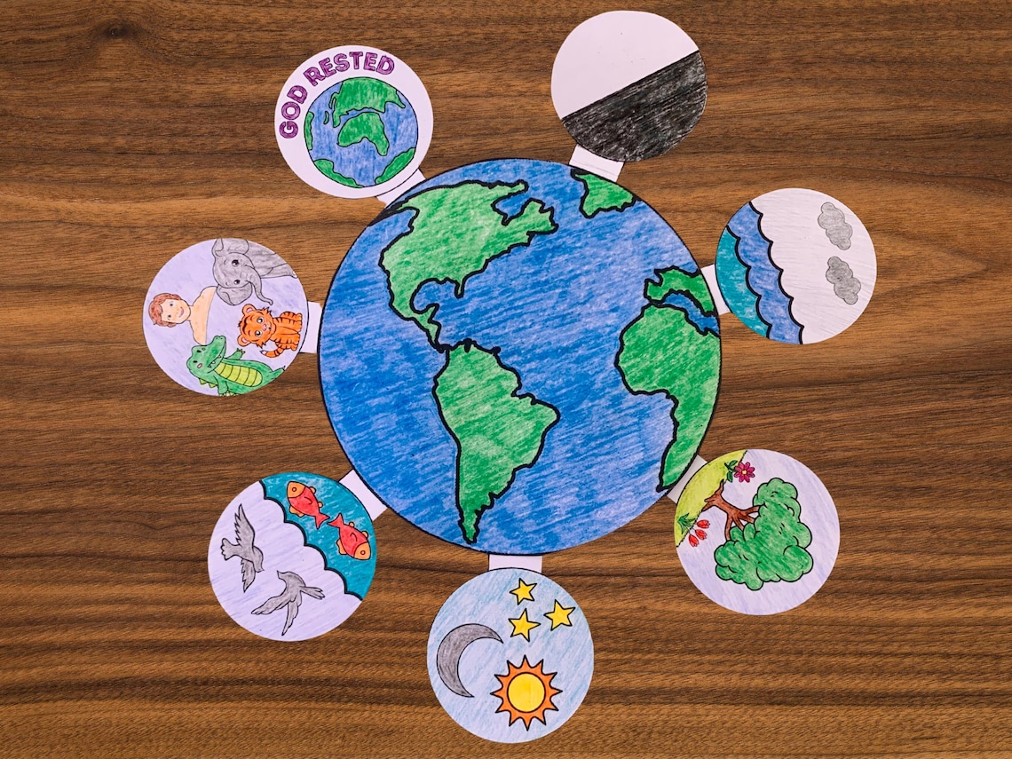 Days of Creation Bible Craft, Sunday School Lesson for Kids, Genesis 1 ...