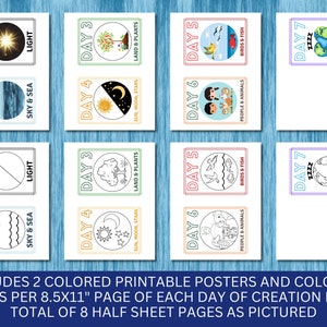 Days of Creation Kids Bible Coloring Pages, 7 Days of Creation Posters ...