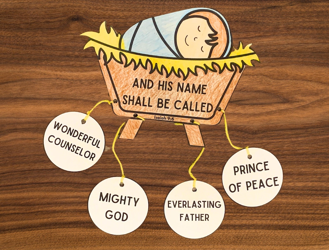 Christmas Bible Craft, Names of Jesus Manger Craft, Baby Jesus Sunday ...